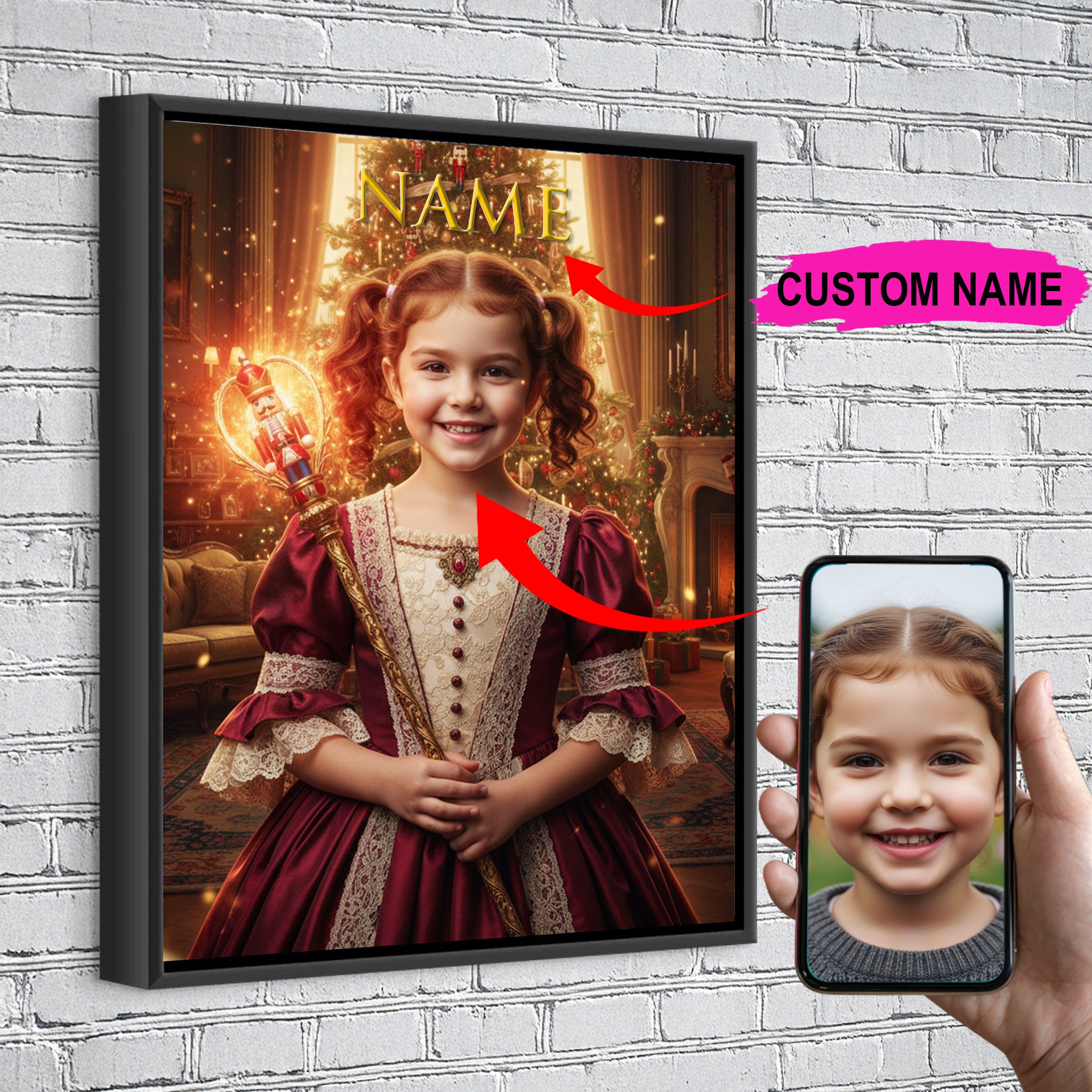 Christmas Eve Princess Custom Portrait - Personalized Canvas Wall Art ...