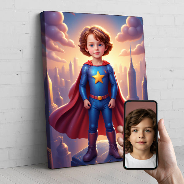 Super Hero Custom Portrait - Personalized Canvas Wall Art for Kids ...