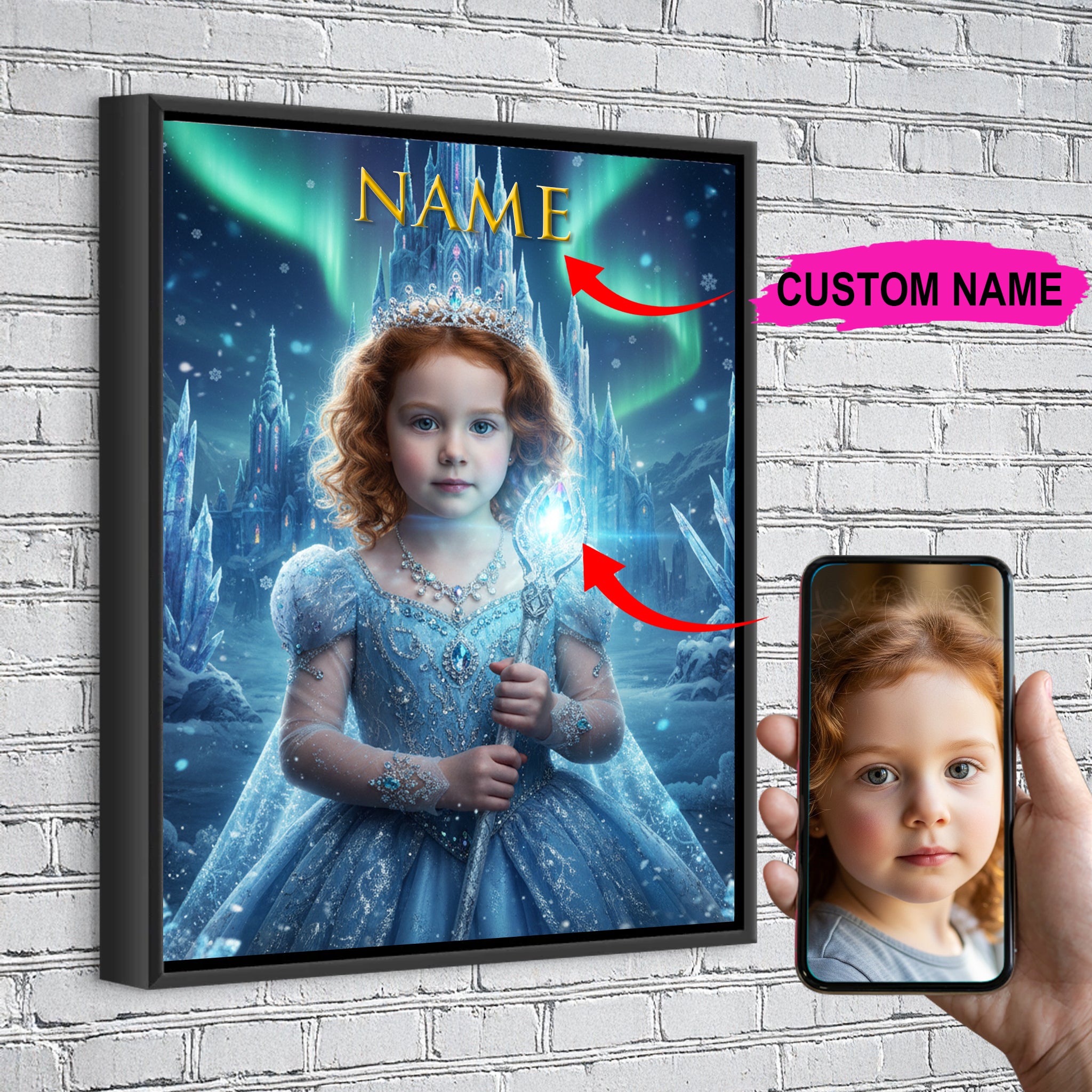 Ice Princess 3 Custom Portrait - Personalized Canvas Wall Art for Kids ...