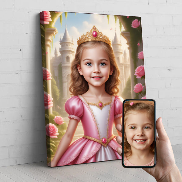 Rose Princess Custom Portrait - Personalized Canvas Wall Art for Kids ...